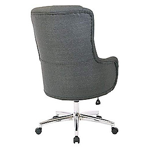 OSP Home Furnishings Ariel Tufted High Back Desk Chair with Wraparound Arms and Chrome Base, Klein Charcoal