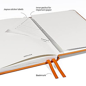 JOYEUX Blank Journal Notebook, A5, 160 Pages 100 Gsm Thick Sketch Books Hardcover Journal for Writing, 5.7 inches x 8 inches Notebooks for Work (Orange)