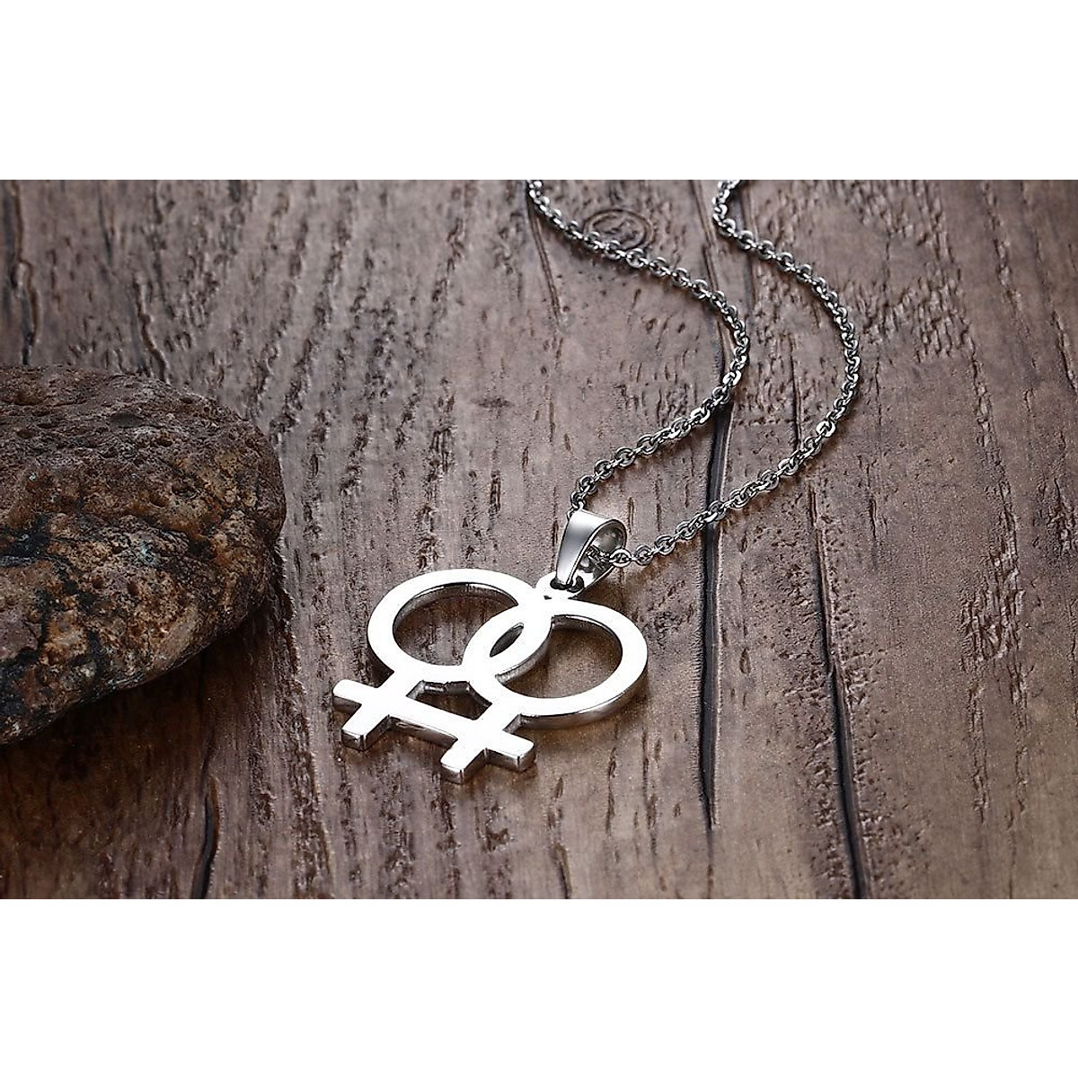 HoBST Gay & Lesbian LGBT Pride Stainless Steel Pendant Necklace FOR Women