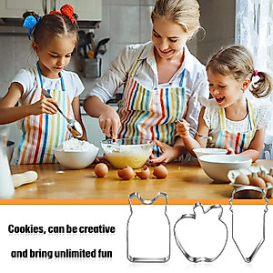 8 Piece Back to School Cookie Cutter Fondant Cutter Shapes Mini Plaque Frame Stainless Steel Biscuit Cutter and 6 Pieces Sugar Stir Needles Sugar Stirring Pins for Kitchen Baking