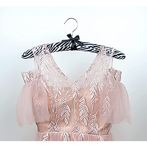 Amber Home 17 Inch Large Zebra Print Satin Padded Hangers for Women Clothing 10 Pack, Anti Slip Cushioned Hangers for Sweaters, Silk Hangers Fancy Dress Hangers for Delicate Cashmere (Zebra Print, 10)