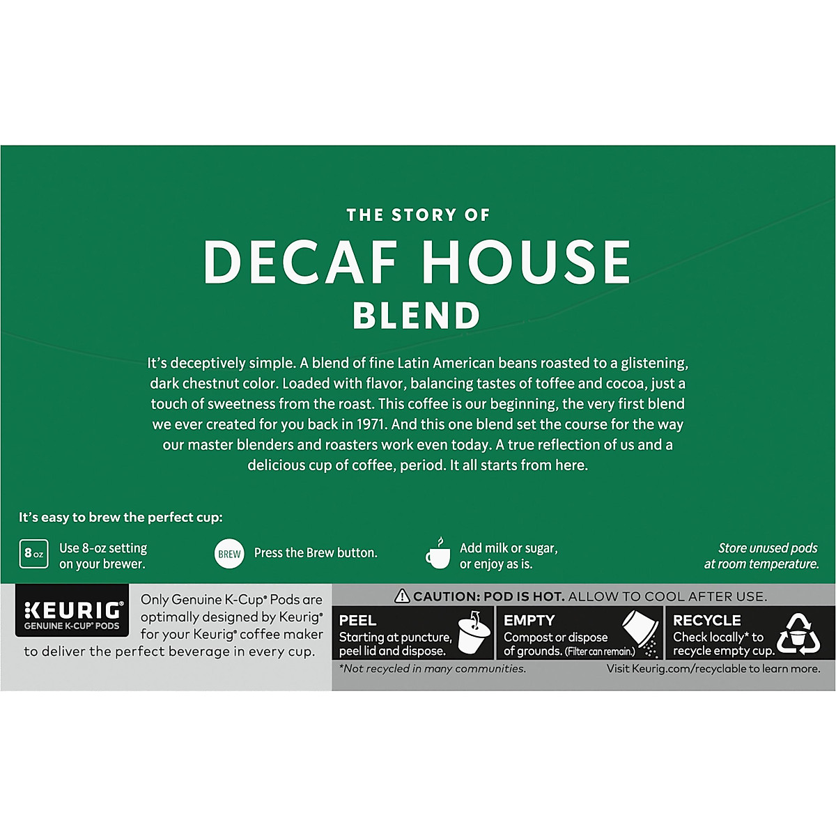 Starbucks Decaf K-Cup Coffee Pods — House Blend for Keurig Brewers — 6 boxes (60 pods total)