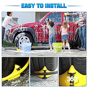 SHINEHOME 4 Pcs Car Hose Guide, Car Detailing Cleaning Tools Hose Guides for Car Washing, Tire Hose Roller Preventing Car Wash Hose Stuck Under The Tires, for All Types of Wheels (Yellow)