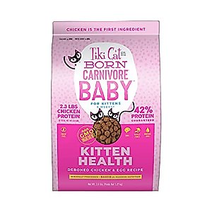 Tiki Cat Born Carnivore Baby, High-Protein and Grain-Free, Complete and Balanced Dry Cat Food for Kittens 6 Weeks+, 5.6 lbs. Bag