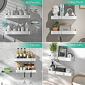 KOKSRY Wall Mounted Shower Caddy, Shower Shelf for inside Shower, No Drilling Shower Caddy with Soap Holder for Bathroom Organizer