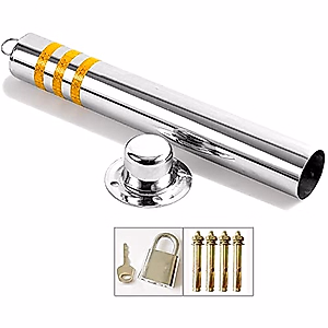 Car Parking Space Lock Stainless Steel Parking Posts for Driveways with Padlock Reflective Security Post (Silver White 750x76mm) (Silver White 600x76mm) (Silver White 750x76mm)