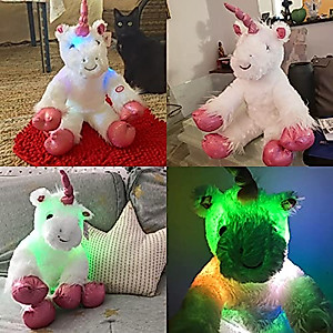 WEWILL 12'' Light up Unicorn Stuffed Animal LED Unicorn Soft Plush Toys Glow in Dark Bedtime Companion with Night Lights Birthday for Toddler Kids