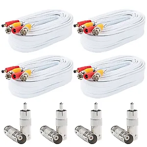 Postta BNC Video Power Cable (4 Pack 25 Feet) Video Security Camera Cable Wire with Eight Connectors for CCTV DVR Surveillance System