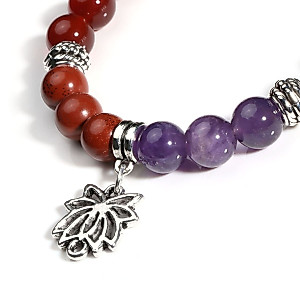 Eigso 4 Pcs 7 Chakra Reiki Meditation Crystal Stone Beads Bracelet Set for Women Men Womens Yoga Life of Tree Healing Wristbands for Woman Man