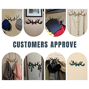 Comfify Vintage Cast Iron Deer Antlers Wall Mounted Hooks | Antique Finish Metal Clothes Hanger Rack w/Hooks | includes Screws and Anchors | in Antique White