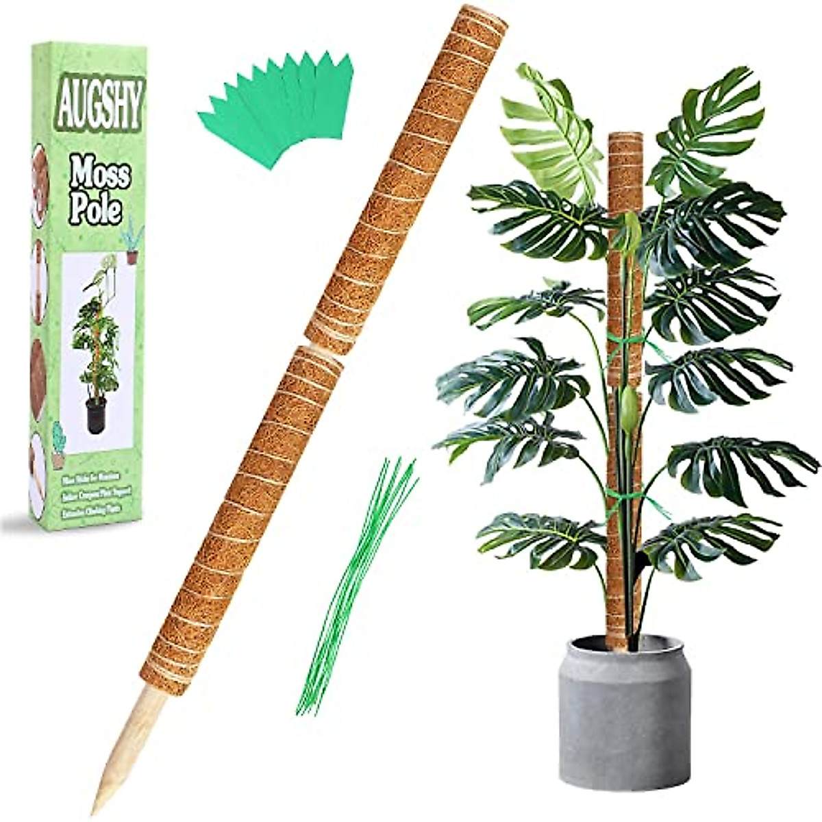Moss Pole, Augshy 27 Inch Moss Poles - 2Pcs 17 Inch Moss Pole for Plants Monstera Indoor Climbing Plants Pole for Potted Plants Indoor