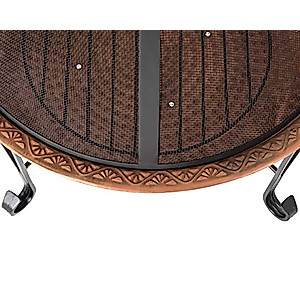 Fire Sense 62665 Fire Pit Palermo Copper with Steel Stand Wood Burning Lightweight Portable Outdoor Firepit Included Mesh Spark Screen Steel Grate Screen Lift Tool & Vinyl Weather Cover - 26.5"