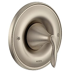 Moen Eva Brushed Nickel Tub/Shower Trim Kit Featuring Bathroom Shower Handle for Easy Water Temperature Adjustment, Shower Handle Replacement (Posi-Temp Valve Required), T2131BN