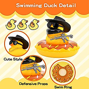 Zelobely Ducks for Cars - Rubber Duck for Dashboard of Car, Yellow Duck Car Dashboard Decorations, Squeak Ducks Car Ornaments Car Décor Accessories with Hat Swim Ring Necklace Sunglasses for Décor