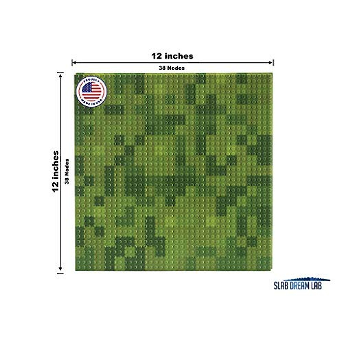 SlabDreamLab 12"X12" Slab Lite Baseplate for All Major Building Bricks and Blocks (Green Mosaic, Single)