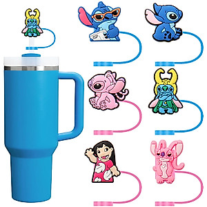 6 PCS Stanley Straw Topper for Stanley Cup 30&40 Oz,Stanley Straw Cover for 10mm Straw,Stitch Stanley Cup Accessories,Cute Straw Cover Cap