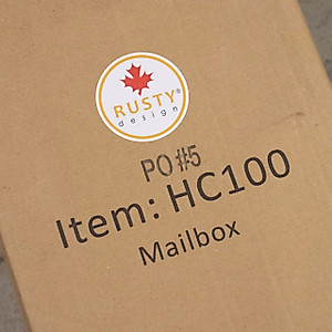 Rusty Design Modern Post-Mounted Mailbox with Personalized Address Numbers, Small Size #HC100 (with Four Address Numbers)