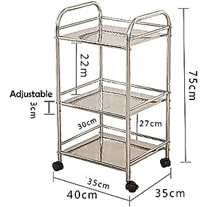 Utility Rolling Cart Kitchen Island Trolley Serving Catering Storage Cart 3 Tier Medical Equipment Rolling Cart, Beauty Salon Trolley with Universal Brake Wheel, Perfect for Hospital/Dental Clinic, 80