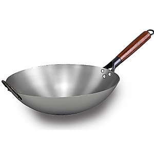 VONOTO Carbon Steel Wok Pan, Wok Pan with Handle, Traditional Woks (16 inch)