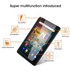 OMOTON Screen Protector for New Amazon Kindle Fire HD 8/8 Plus/Kids/Kids Pro Tablet(2024/2022/2020, 12th/10th Generation, 8 inch), Tempered Glass/9H Hardness/Case Friendly, 2 Pack