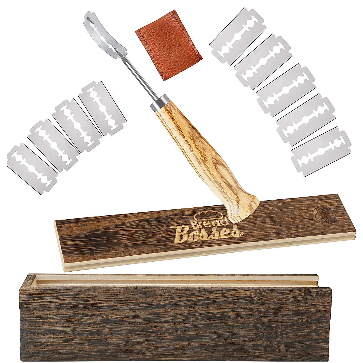 Bread Bosses Oval Bread Banneton Proofing Basket - 10 Inch Baskets and Bread Bakers Lame Slashing Tool - Great as a Gift