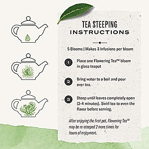 Numi Organic Tea Dancing Leaves Flowering Tea Gift Set, 5 Tea Blossoms with 16 Ounce Glass Teapot (Packaging May Vary)