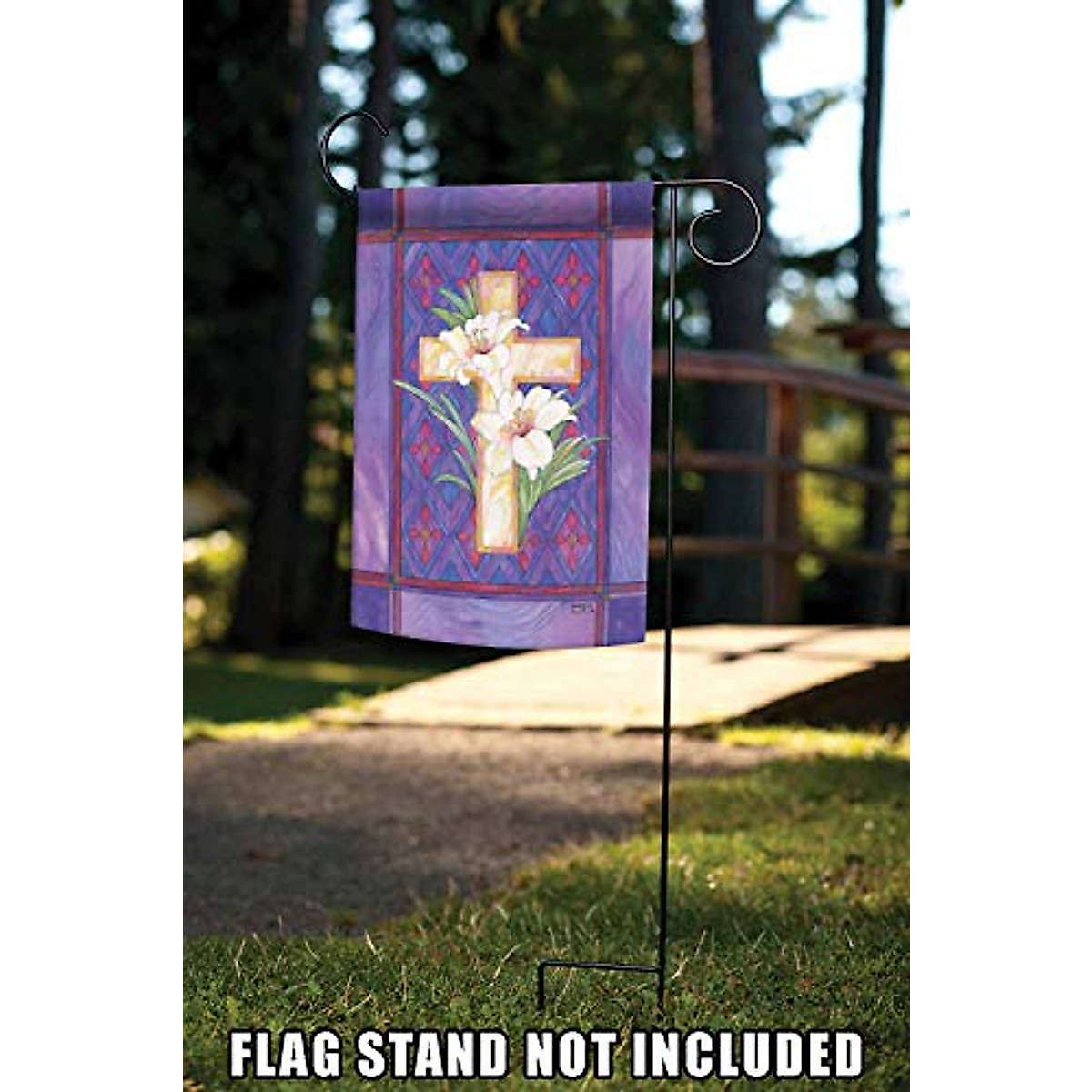 Toland Home Garden 112516 Lily & Cross Easter Flag 12x18 Inch Double Sided Easter Garden Flag for Outdoor House religious Flag Yard Decoration