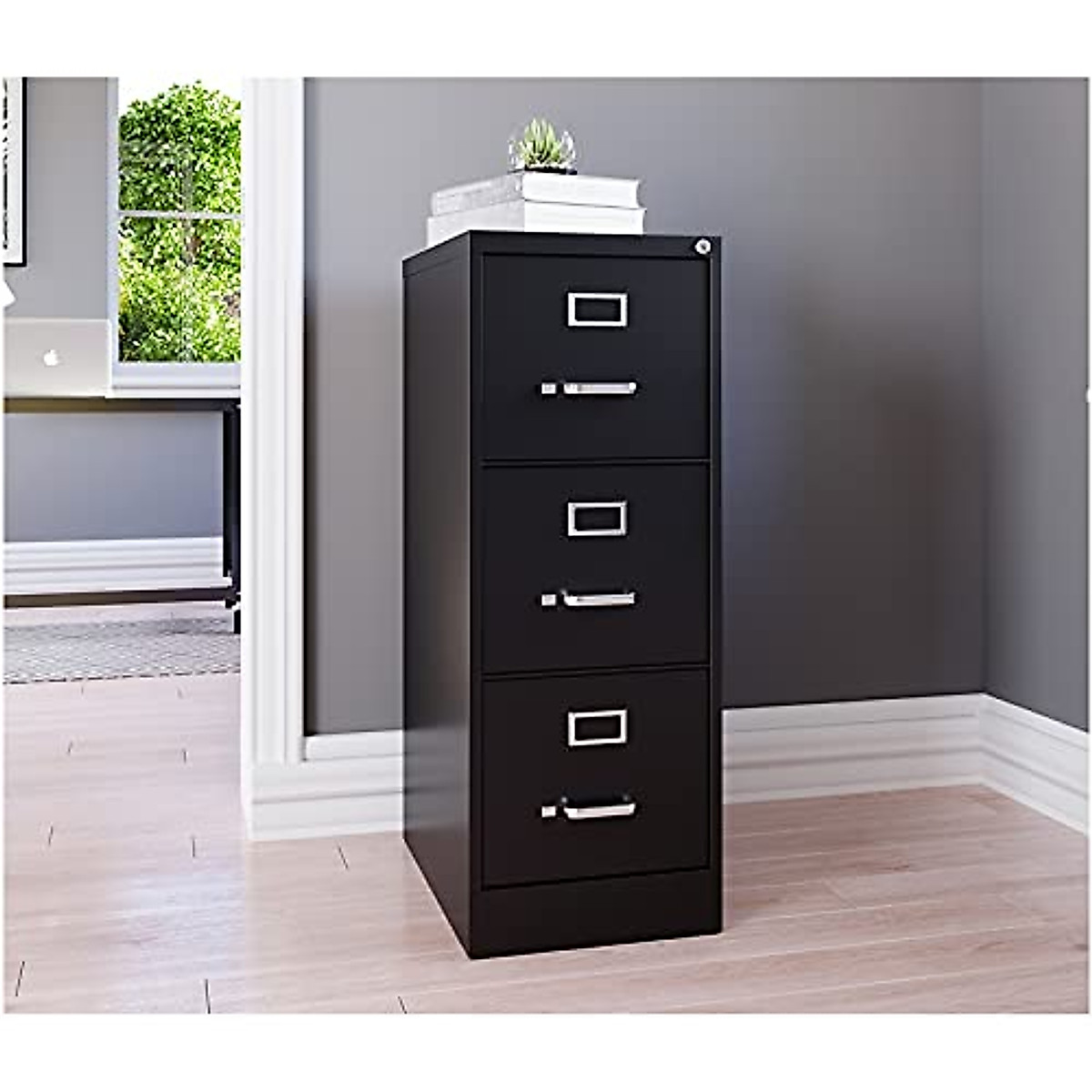 UrbanPro 22-in Deep 3 Drawer - Letter Width - Vertical Metal File Cabinet - Black - Commercial Grade - Fully Assembled