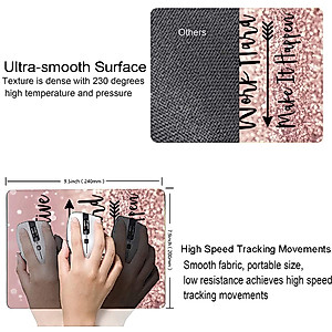 Inspirational Quote Mouse Pad, Stay Positive Work Hard and Make It Happen Motivational Mouse Pad for Women, Square Waterproof Mouse Pad Non-Slip Rubber Base MousePads for Office Laptop