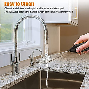 Milk Frother Handheld, Battery Operated Drink Mixer for Coffee, Handheld Electric Stirrer Foam Maker Whisk, Stainless Steel Milk Foamer for Coffee Latte, Cappuccino, Frappe, Matcha (Black)