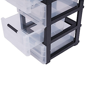 Closet Organizer Storage Drawers, Medium Stationary 5-Drawer with Four Wheels, Plastic Drawer Organizer with Clear Doors for Pantry, Closet, Desk, Home and Office De-Clutter, Shoes and Crafts