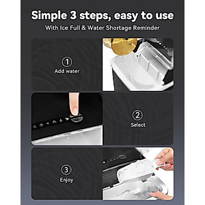 CROWNFUL Ice Maker Machine for Countertop, 9 Bullet Ice Cubes S/L Ready in 7 Minutes, 26lbs/24H, Auto self-Cleaning, Portable Small Ice Maker with Scoop and Basket, Silver