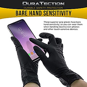 Dura-Gold HD Black Nitrile Disposable Gloves, Box of 100, Size Large, 6 Mil - Latex Free, Powder Free, Textured Grip, Food Safe