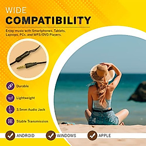 Santana Besos by Carlos Wired Earbuds with Microphone, 3.5mm Earphones Plug-in Ear Buds with Volume Control, 8mm Drivers for Exceptional Sound Quality, Comfortable Wired Earbud, Black & Gold