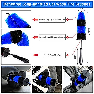 Lsyomne 20Pcs Car Wheel Tire Cleaning Brush Set, Detailing Drill Brush Set Car Detailing Brush Kit, Car Cleaning Kit with Tire Brush for Wash Wheels, Interior, Exterior, Dashboard, Leather, Air Vents