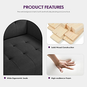 TYBOATLE Accent Chair, Living Room Chairs, Cozy Tufted Mid Century Modern Accent Chairs with Arms for Bedroom, Comfy Reading Arm Chair,Small Chairs for Small Spaces,Living Room,Office (1, Dark Grey)