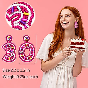 Beaded Birthday Earrings for Women Girls 40th 30th 21th Happy Birthday Earrings Statement Celebration Holiday Drop Dangle Earrings Birthday Festive Party Jewelry Gifts (30)