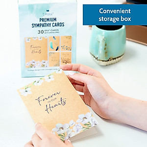 T MARIE 30 Sympathy Cards Assortment Box with Envelopes - 4x6” Kraft Style Bulk Condolence Cards - Assorted Sympathy Cards With Heartfelt Messages Inside for Funeral, Memorial Service and Bereavement