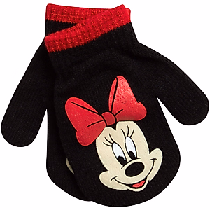 Disney Girls Minnie Mouse and Vampirina Winter Hat and 2 Pair Mitten or Glove Set (Toddler/Little Girl), Size Age 2-4, Red Minnie Mittens 2-4