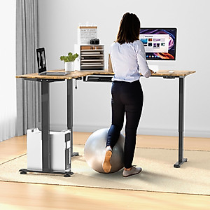 ExaDesk Upgrade Version 63 * 55 inch L Shaped Electric Adjustable Height Standing Desk, Corner Stand Up Desk, Sit Stand Computer L Desk for Gaming Office