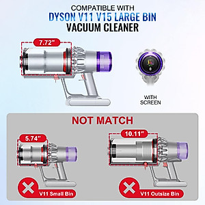 Upgraded Canister Replacement for Dyson V11 V15 SV14 SV15 SV22 Vacuum Cleaner Dust Bin, for Large Bin Part no. 970050-01 and Part no. 965443-01 with HEPA Filter