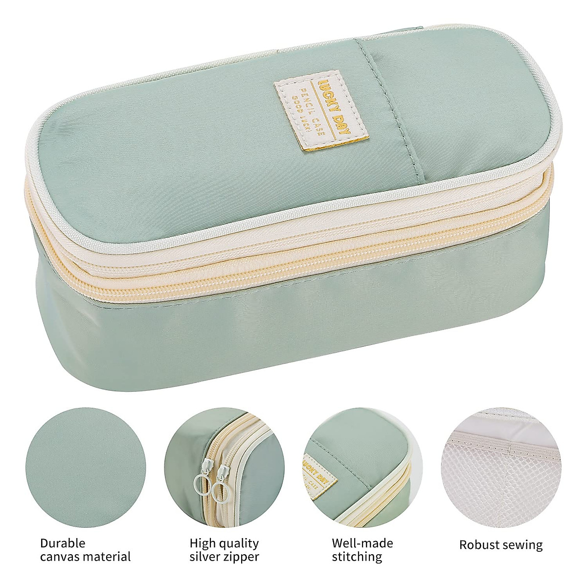 Dugio Large Pencil Case for Girls Teens Kids Pencil Bag with Zipper Pencil Pouch Aesthetic Pencil Pen Case Organizer for School Green