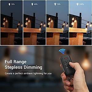 DEWENWILS Outdoor Dimmer for String Lights, Remote Dimmer Switch, Weatherproof Dimmer Plug, 100FT Range, Compatible with Dimmable LED/Tungsten Bulbs, FCC Certified