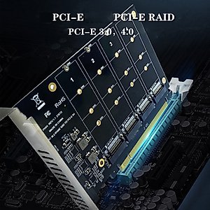 4 Port NVMe to PCI-e Host Controller Expansion Card, Support 2230 2242 2260 2280?M.2 NVME to PCIe X16 Adapter, M Key Hard Drive Converter Reader Expansion Card
