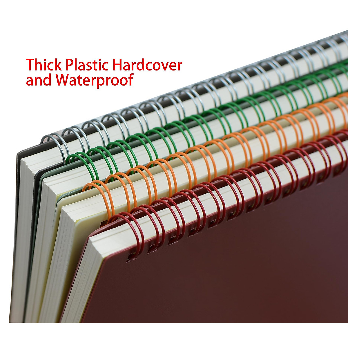 Yansanido Top Bound Spiral Notebook, 4 Pcs 4 Color 9.8 Inch x 6.9 Inch B5 Size Thick Plastic Hardcover 7mm College Ruled Paper 80 Sheets (160 Pages) Journal for School and Office Supplies (4 Pcs B5)