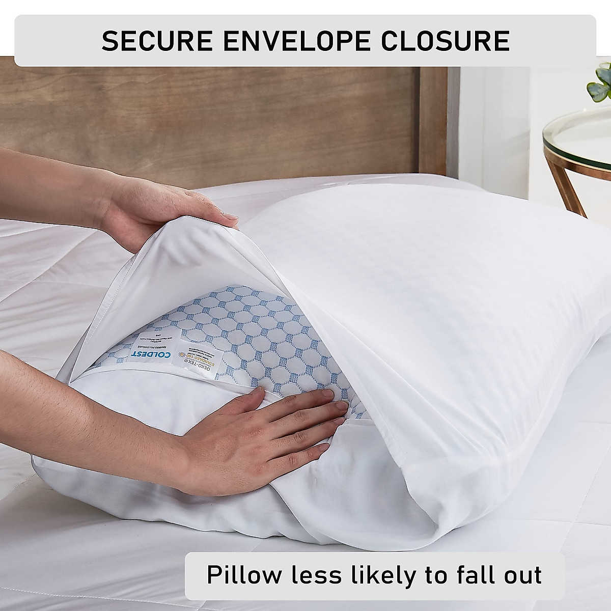 Coldest Pillow Cases Set of 2 - Pillowcase 2 Pack with Envelope Closure, Breathable Pillow Case - 100% Viscose Derived from Bamboo