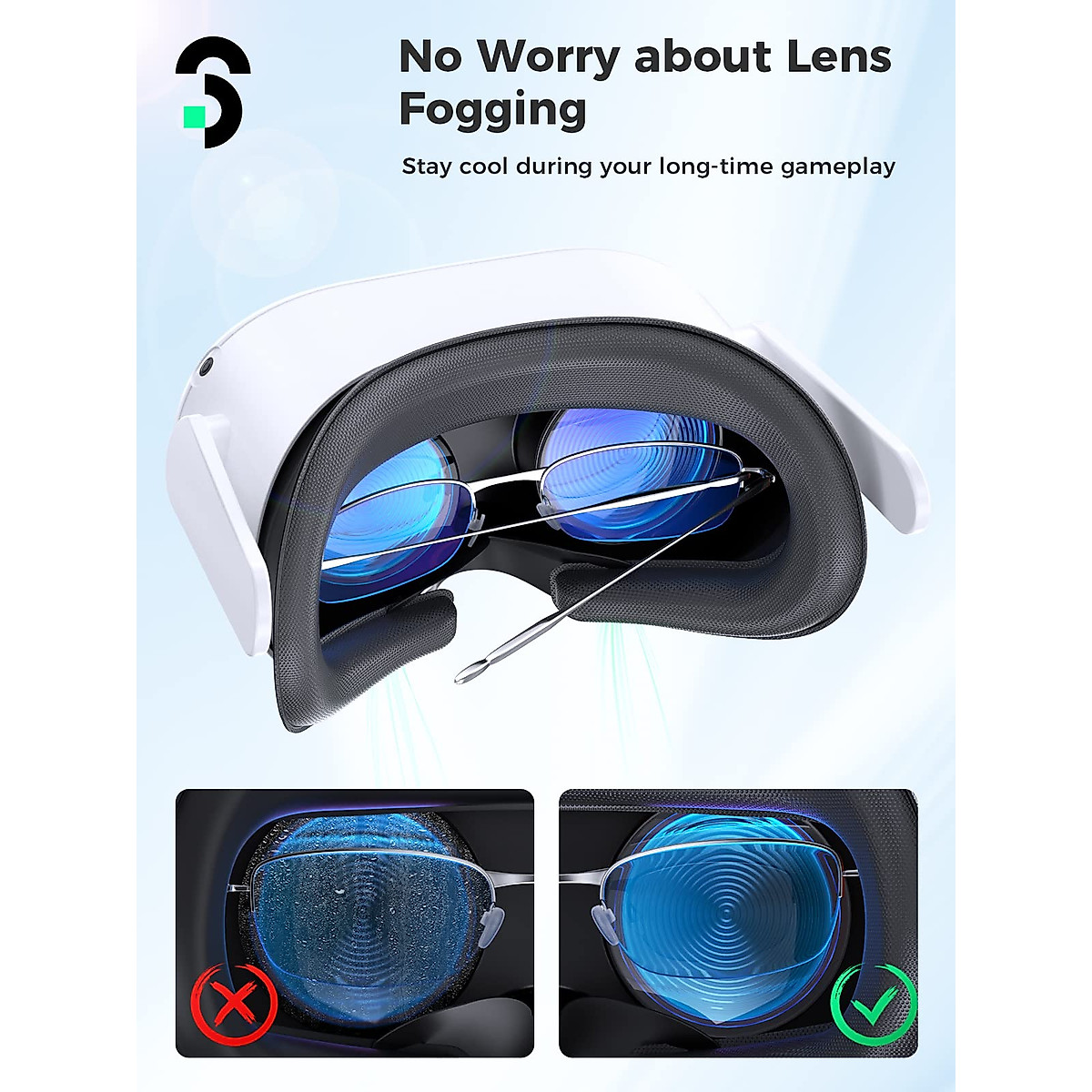 Face Pad Compatible with Oculus Quest 2,SOOMFON Face Interface Compatible with Oculus/Meta Quest 2,Face Cushion with 2 Replacement Pads Soft Face Pads Anti-light Nose Pads (L/S) Nose Guard Accessories