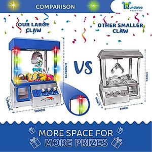 Bundaloo Claw Machine Arcade Game - Electronic Mini Candy and Toy Grabber Dispenser for Kids - with Lights Sound & 4 Mini Plush Animals (Blue)