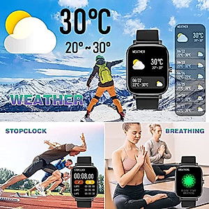 chalvh Smart Watch, 1.69-Inch Touch Screen Smart Watches for Men Women, 12 Sports Modes Activity Tracker with Sleep and Heart Rate Monitor, IP68 Waterproof Fitness Watch for Android iOS