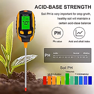 SOILPHU 4-in-1 Soil Moisture Meter,Inspection Plant Temperature/Soil Moisture/PH Meter/Sunlight Intensity/Environment Humidity Soil Test Meter for Gardening, Farming, Indoor and Outdoor Plants